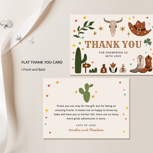 Little Cowboy Baby Shower Thank You Cards Template, Printable Western ...