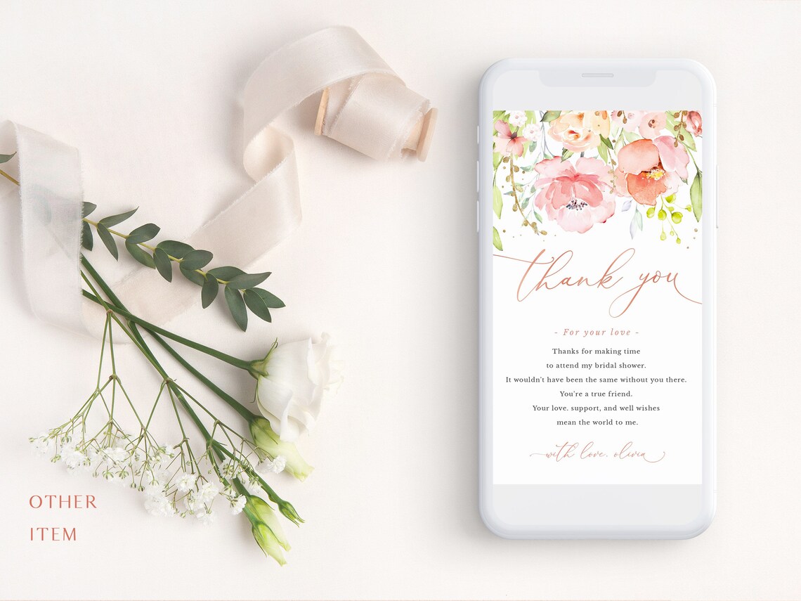 Editable Electronic Thank You Note Mobile Card Dusty Blue | Etsy