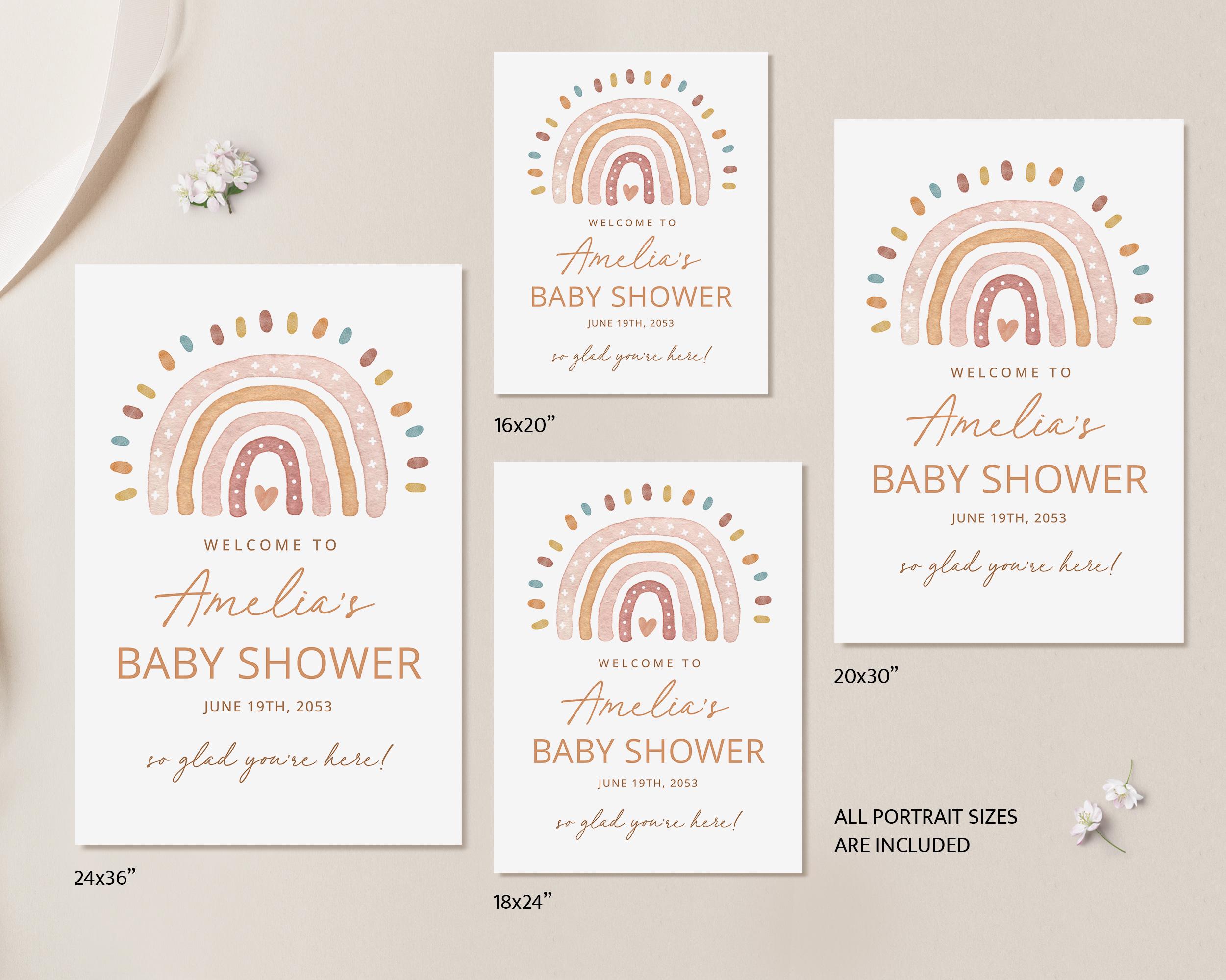 Boho Rainbow Baby Shower Welcome Sign Template, Printable Sunshine ...