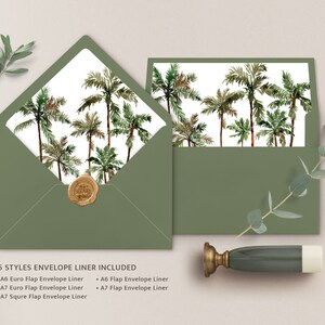 Palm Tree Envelope Liner Template, Sage Tropical A6 and A7 Euro Flap ...