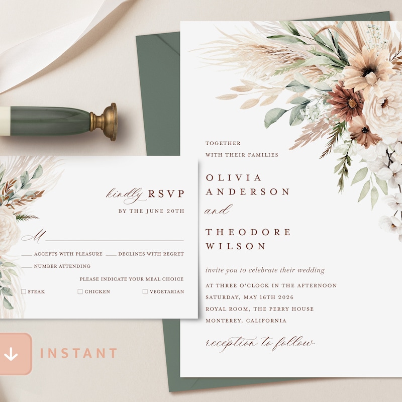 Boho Wedding Invitation - Etsy