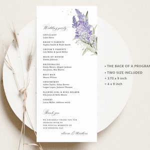 Lavender Wedding Programs Template, Lilac Boho Ceremony Program, Floral ...