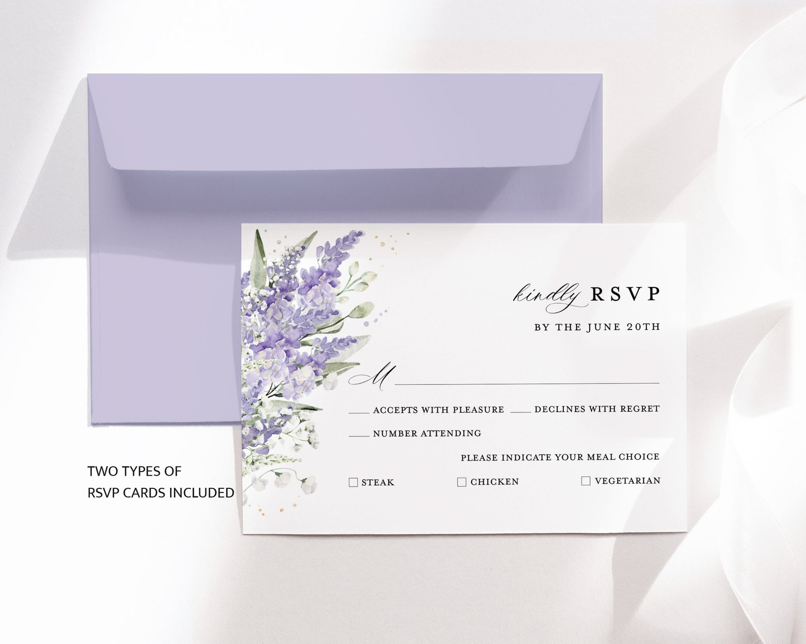 Lavender Wedding Invitation Suite Template, Lilac Invite Set, Sage ...