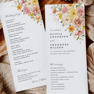 Colorful Pastel Wedding Programs Template, Boho Ceremony Program ...