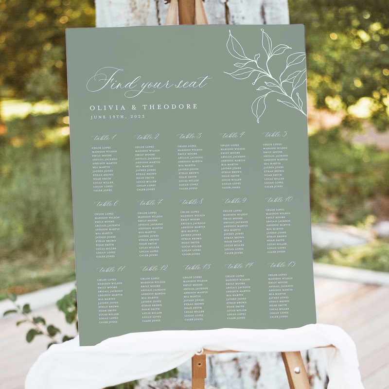 Table Seating Chart - Etsy