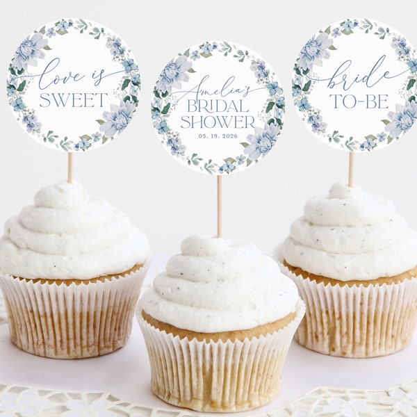 Blue Cupcake Toppers - Etsy