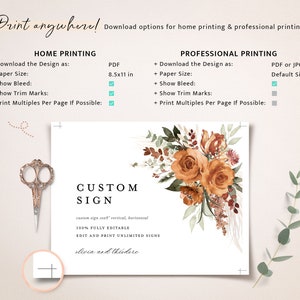 Terracotta Custom Wedding Sign Template, Boho Floral Reception Table ...