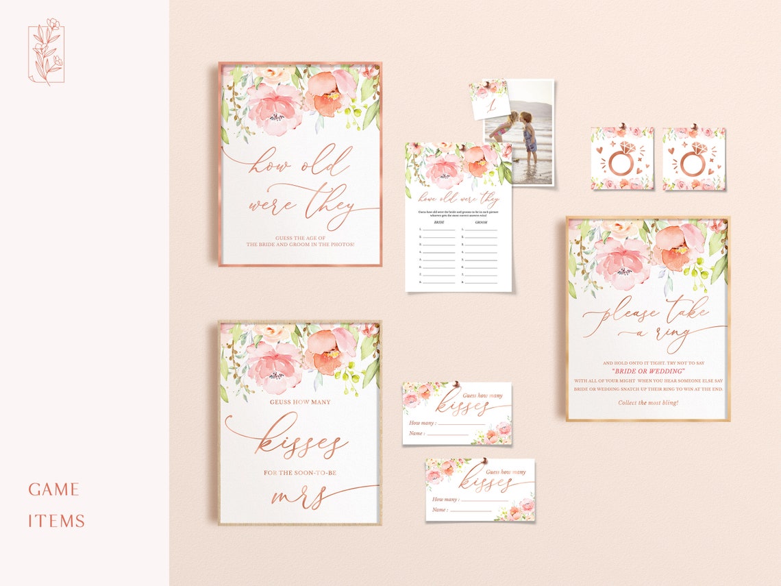 Bridal Shower Game How Old Was the Bride to Be Sign Blush Pink | Etsy