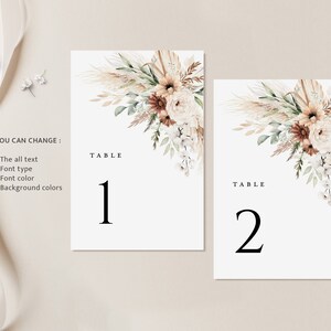 Boho Wedding Table Number Template, Terracotta Modern Sage Table ...