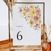 Colorful Pastel Wedding Table Numbers Card Template, Floral Pink Yellow ...