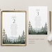 Mountain Wedding Seating Chart Card Template, Woodland Table Numbers ...
