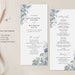 Dusty Blue Wedding Programs Template, Floral Ceremony Program, Boho ...