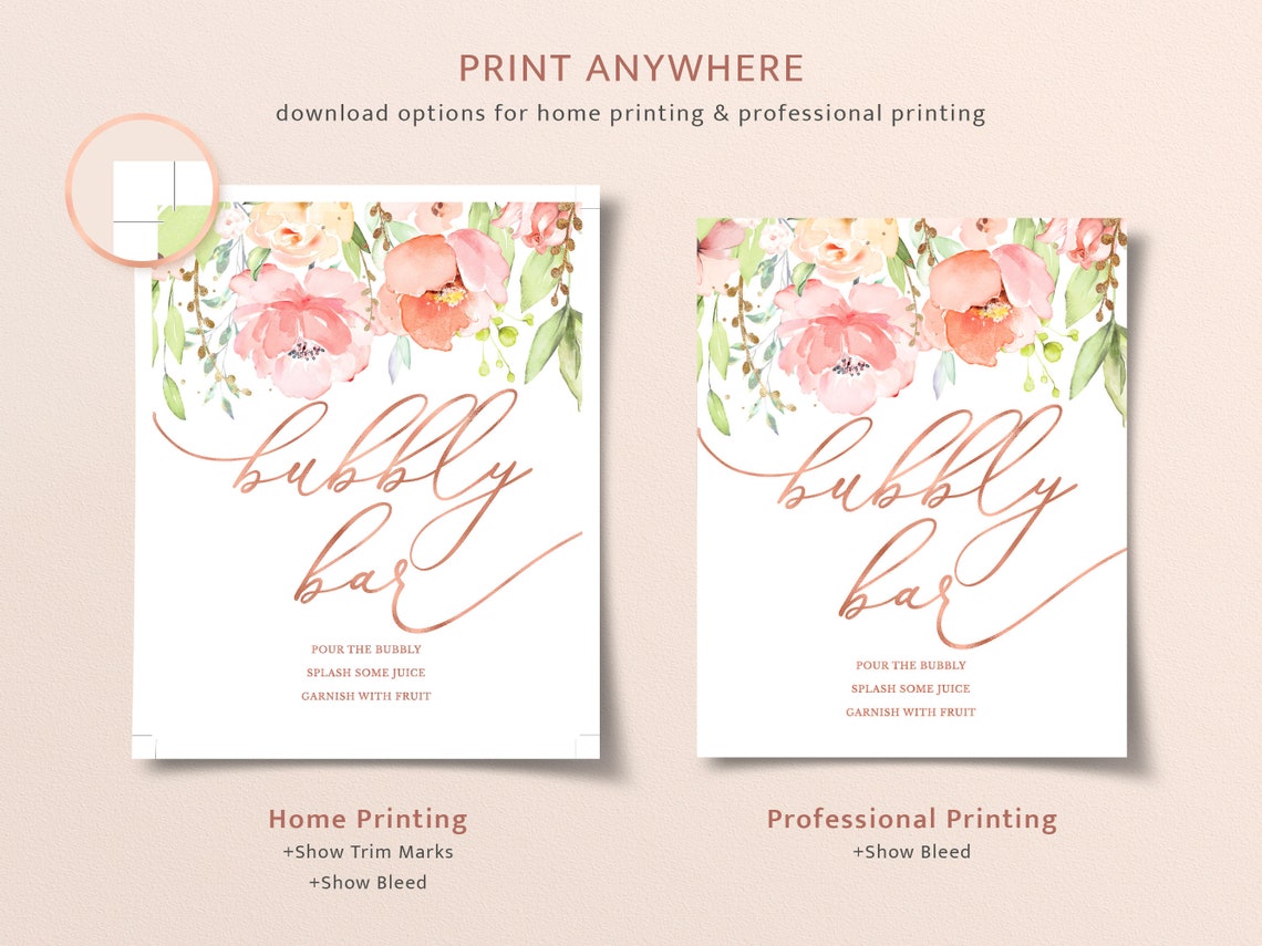 Bubbly Bar Sign Blush Pink Shower Sign Rose Gold Shower - Etsy