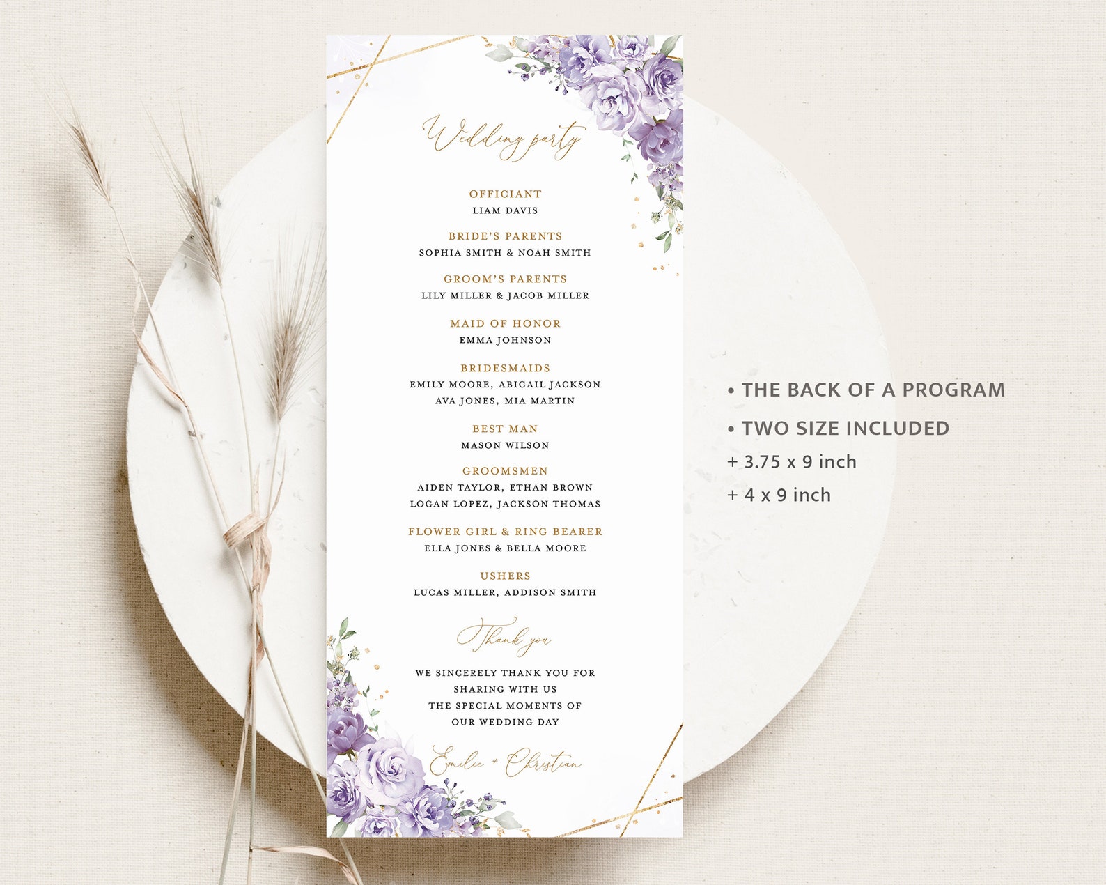 Lavender Wedding Programs Template, Ceremony Lilac Floral Program ...