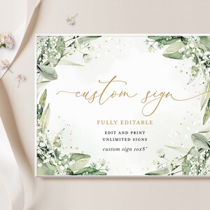 Boho Greenery Custom Wedding Sign Template, Reception Table Decor Sign ...