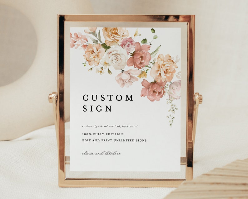 Dusty Rose Custom Wedding Sign Template, Boho Blush Pink Reception ...