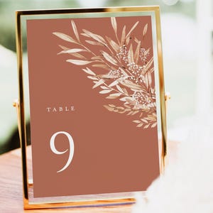 Terracotta Wedding Table Numbers Card Template, Rustic Fall Table ...