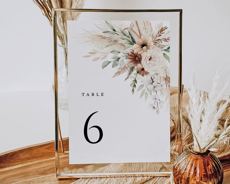 Boho Wedding Table Number Template Terracotta Modern Sage - Etsy
