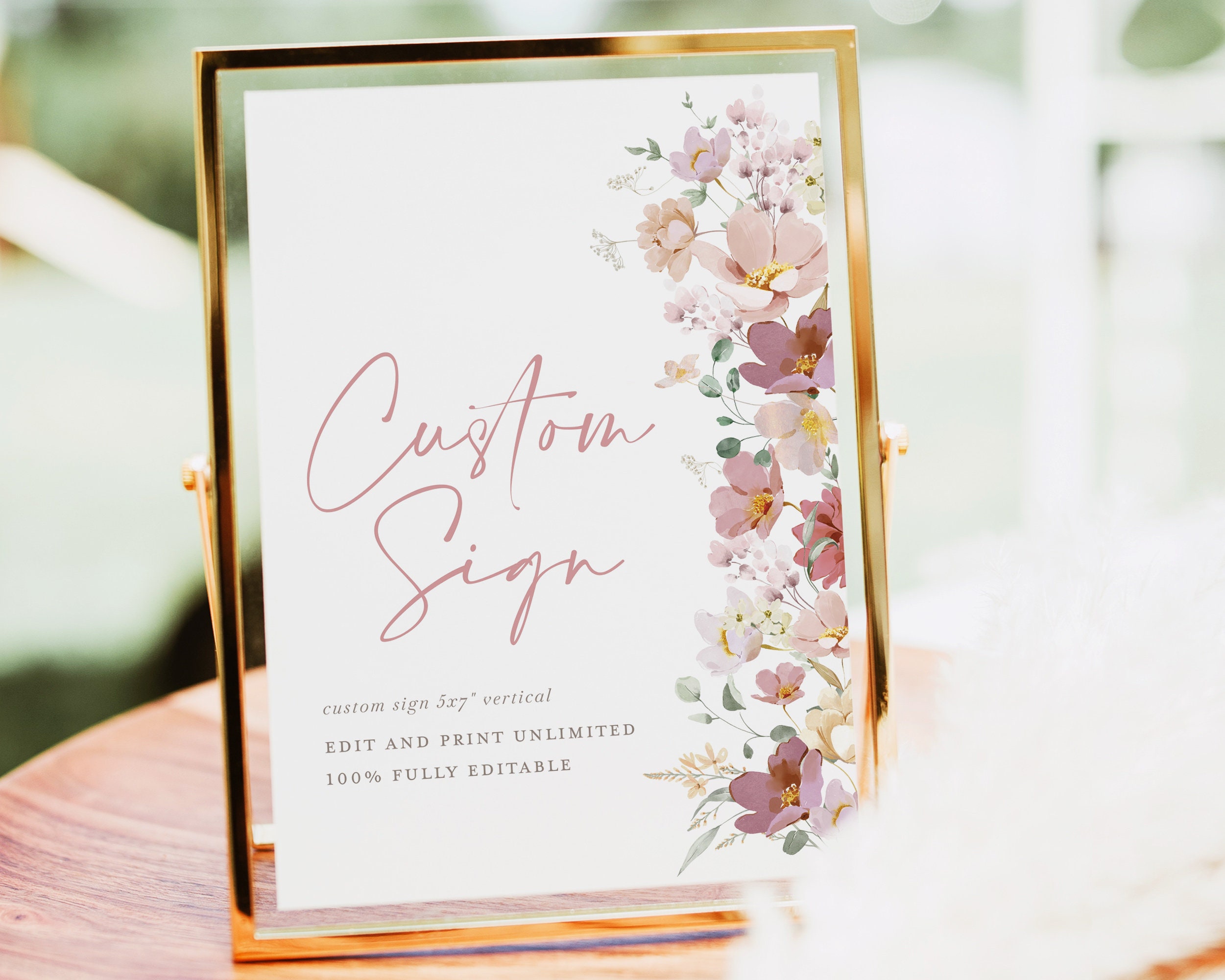 Boho Floral Custom Wedding Sign Template, Bridal Shower Blush Pink ...