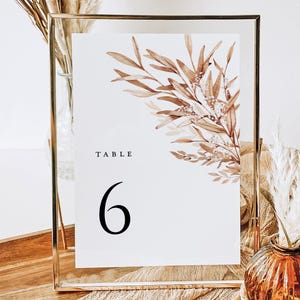 Terracotta Wedding Table Numbers Card Template, Rustic Fall Table ...