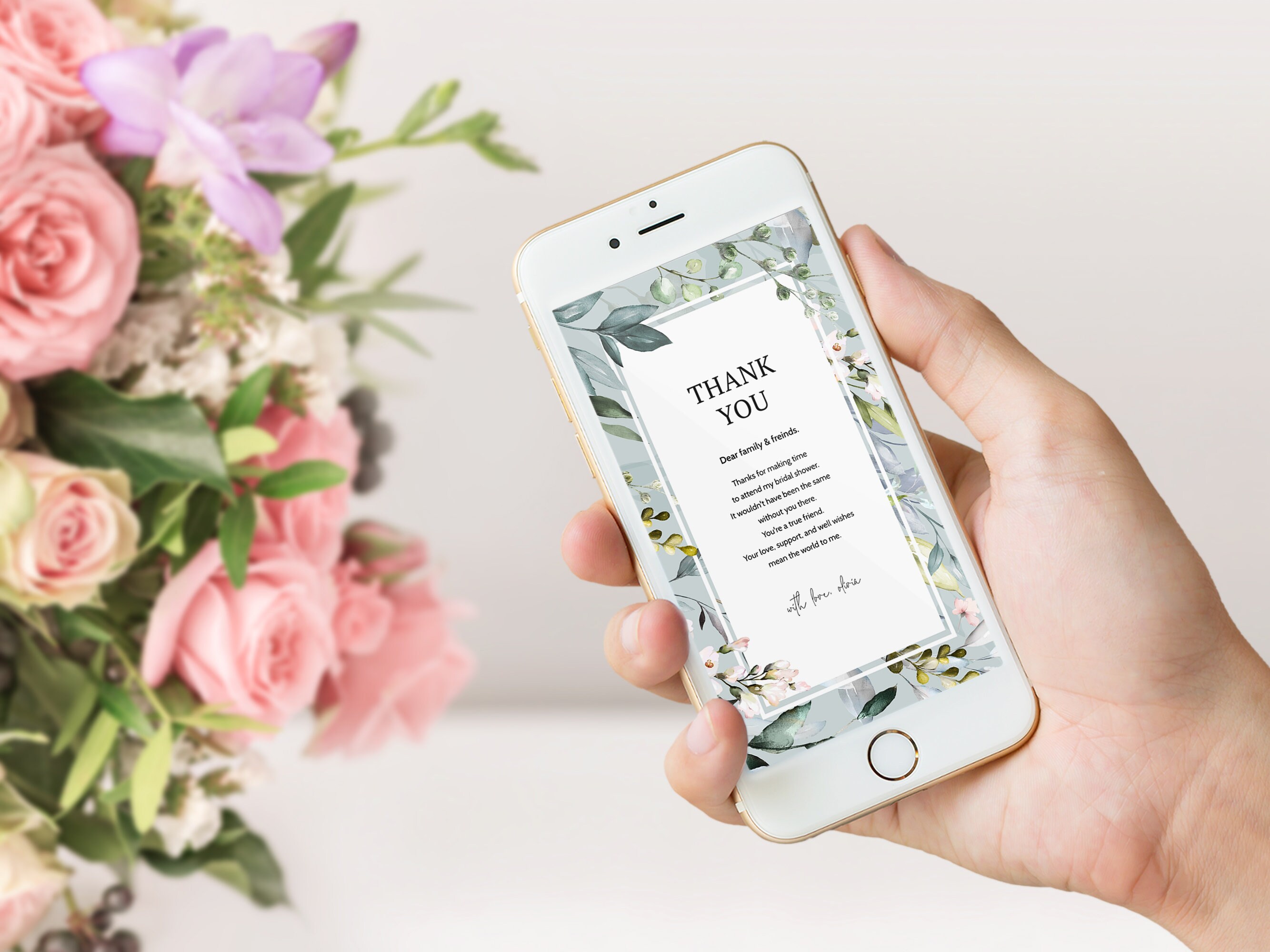 Editable Electronic Thank You Note Mobile Card Dusty Blue - Etsy