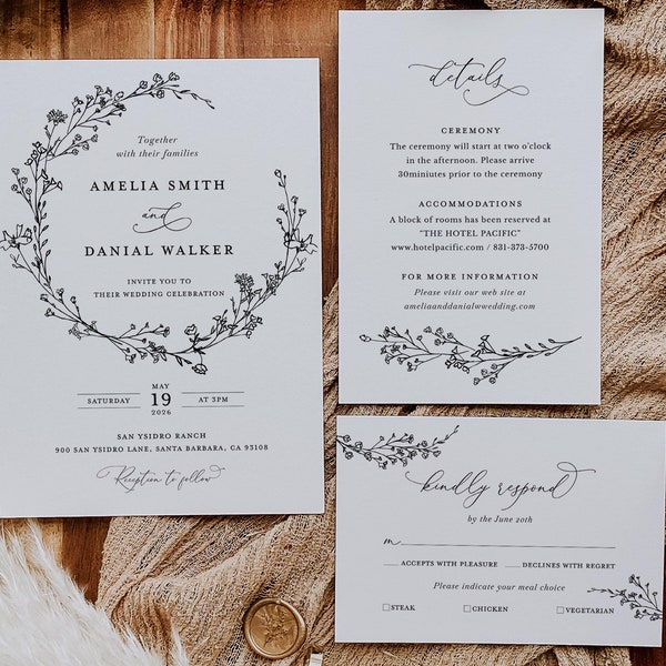 Botanical Invitation - Etsy