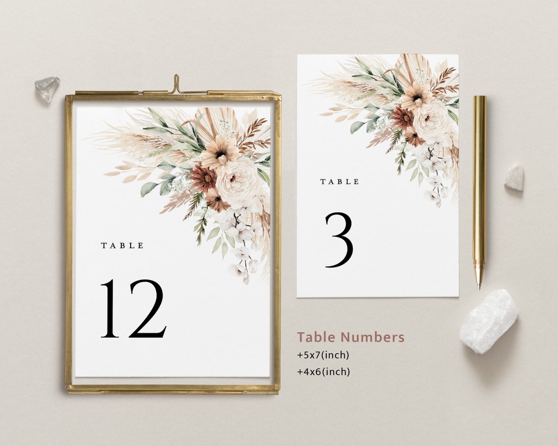 Boho Wedding Table Number Template Terracotta Modern Sage - Etsy