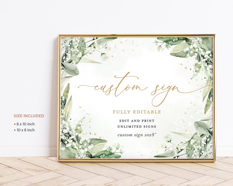 Boho Greenery Custom Wedding Sign Template, Reception Table Decor Sign ...