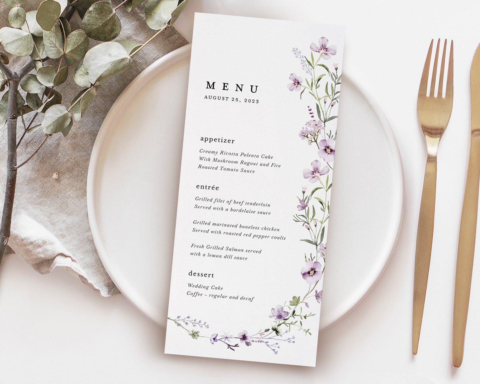 Lavender Wedding Menu Template Boho Lilac Reception Menu - Etsy