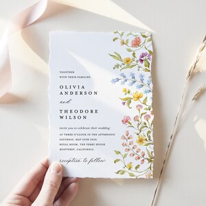 Boho Wildflower Wedding Invitation Template, Colorful Floral Wedding ...