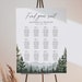 Mountain Wedding Seating Chart Template, Printable Woodland Forest Pine ...