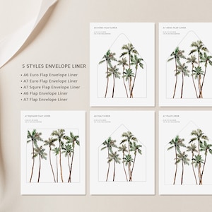 Palm Tree Envelope Liner Template, Sage Tropical A6 and A7 Euro Flap ...