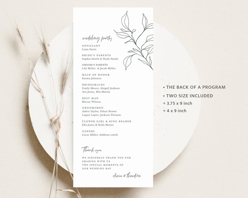 Minimalist Wedding Programs Template Ceremony Sage Green - Etsy
