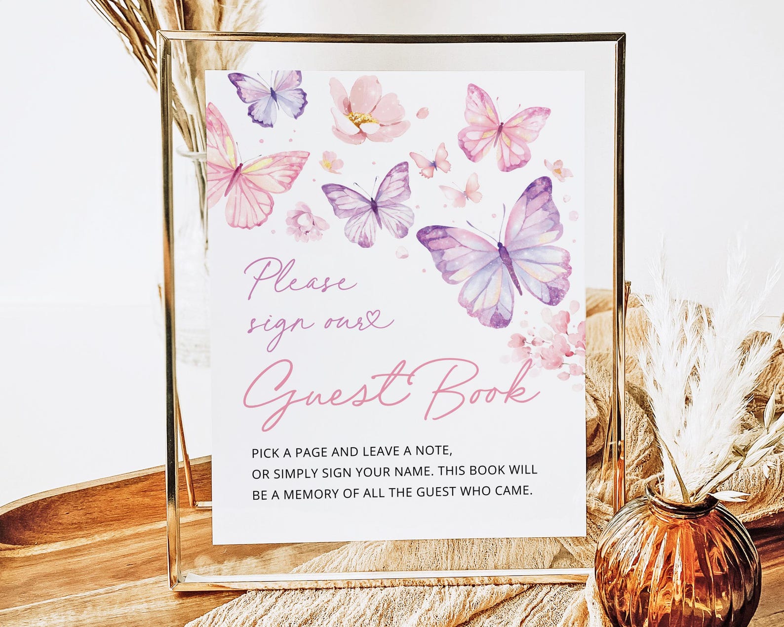 Little Butterfly Baby Shower Signs Bundle Template, Printable Editable ...