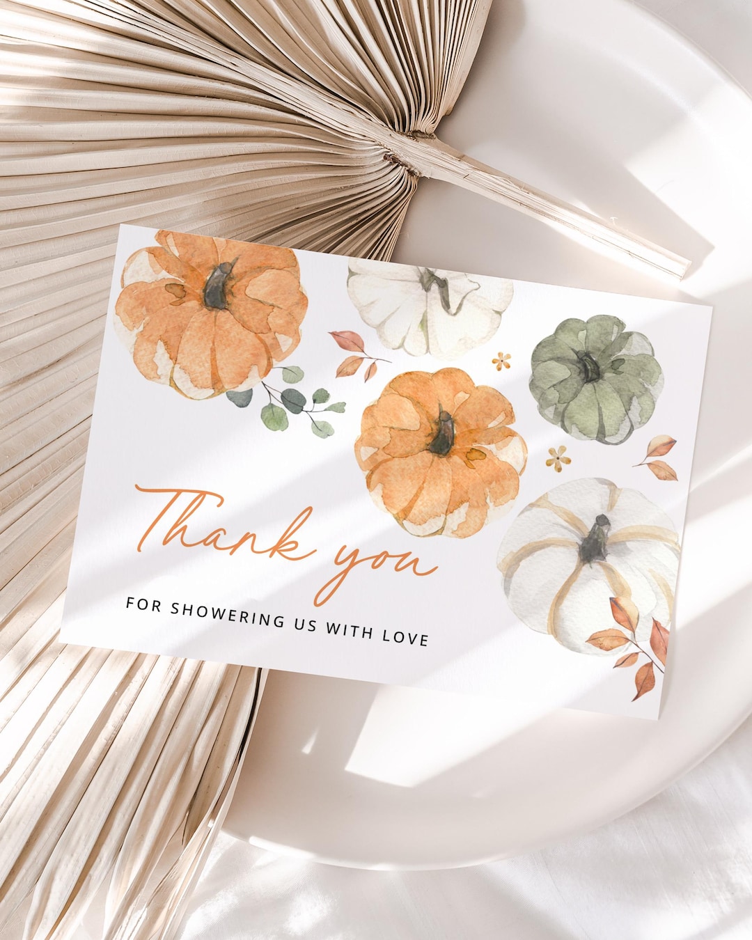 Little Pumpkin Baby Shower Thank You Cards Template, Printable Fall ...