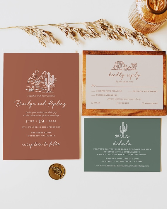 Conjunto De Invitaciones De Boda Occidentales