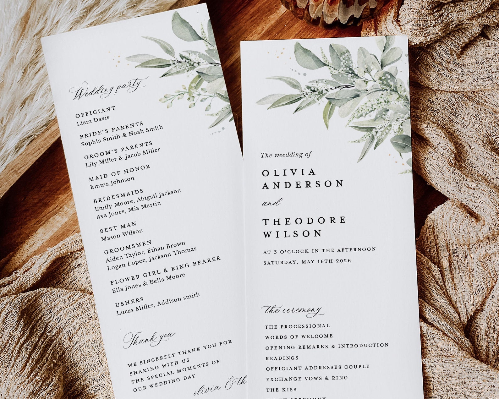 Minimalist Wedding Programs Template Ceremony Program Sage | Etsy