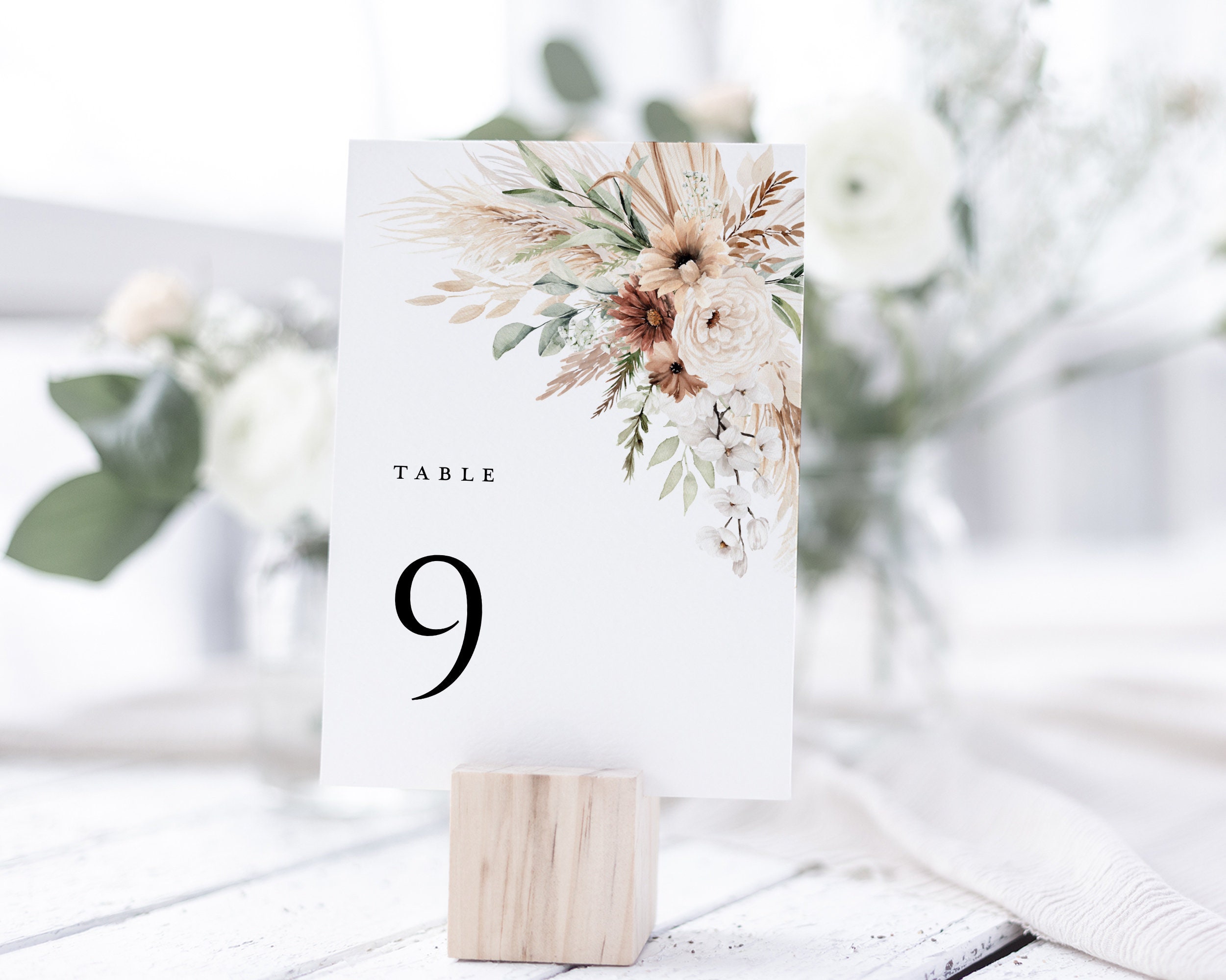 Boho Wedding Table Number Template, Terracotta Modern Sage Table ...