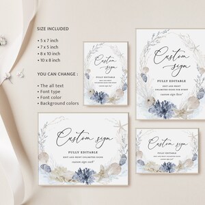 Boho Beach Custom Wedding Sign Template, Blue Ocean Reception Table ...