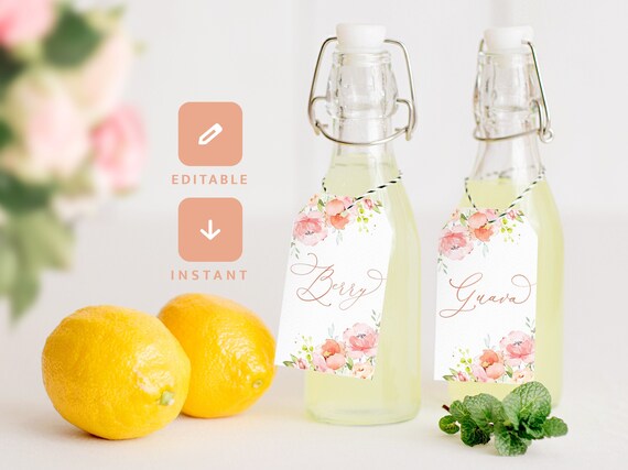 Editable Bridal or Baby Shower Drink Bar Tags Bubbly or | Etsy