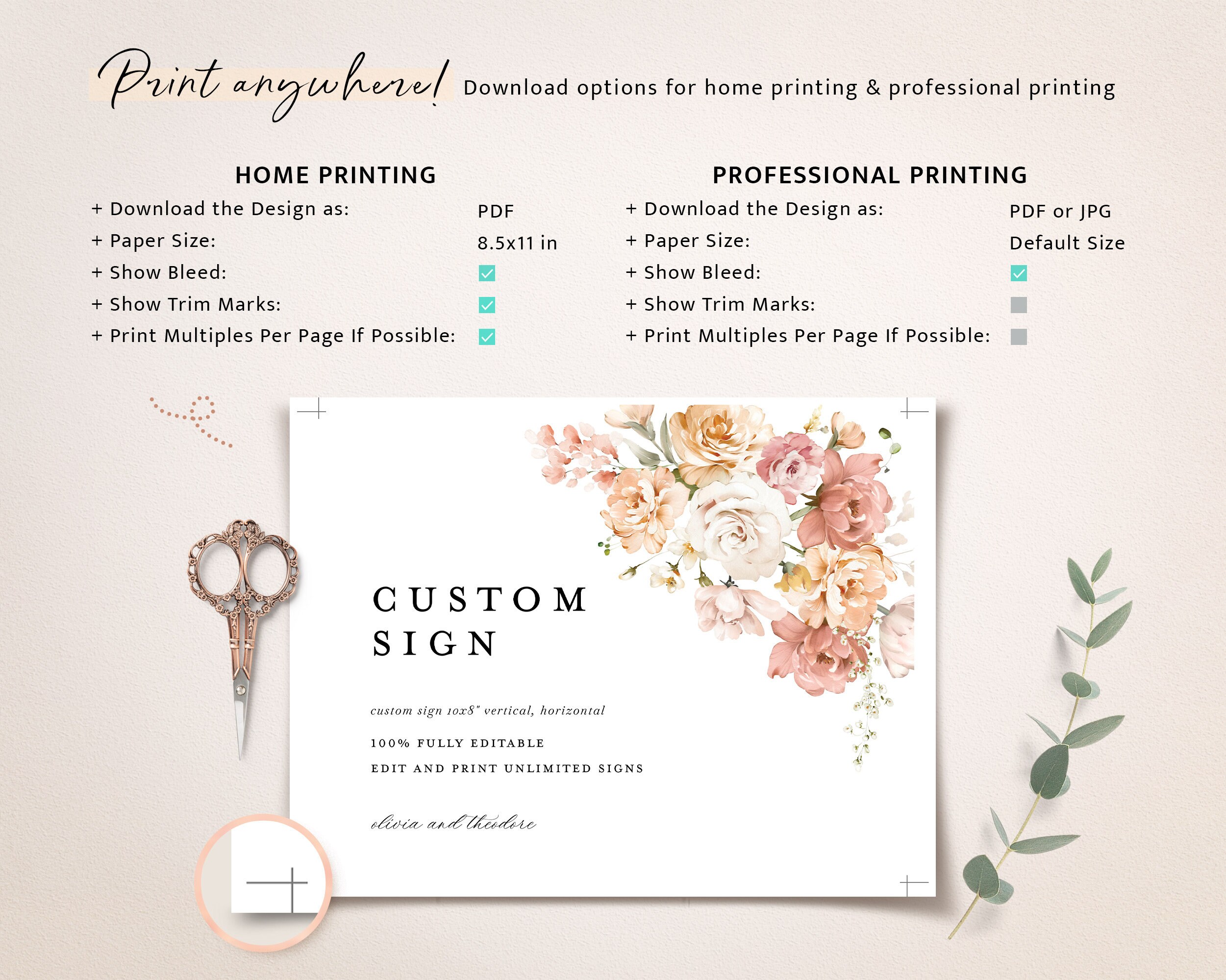 Dusty Rose Custom Wedding Sign Template Boho Blush Pink - Etsy