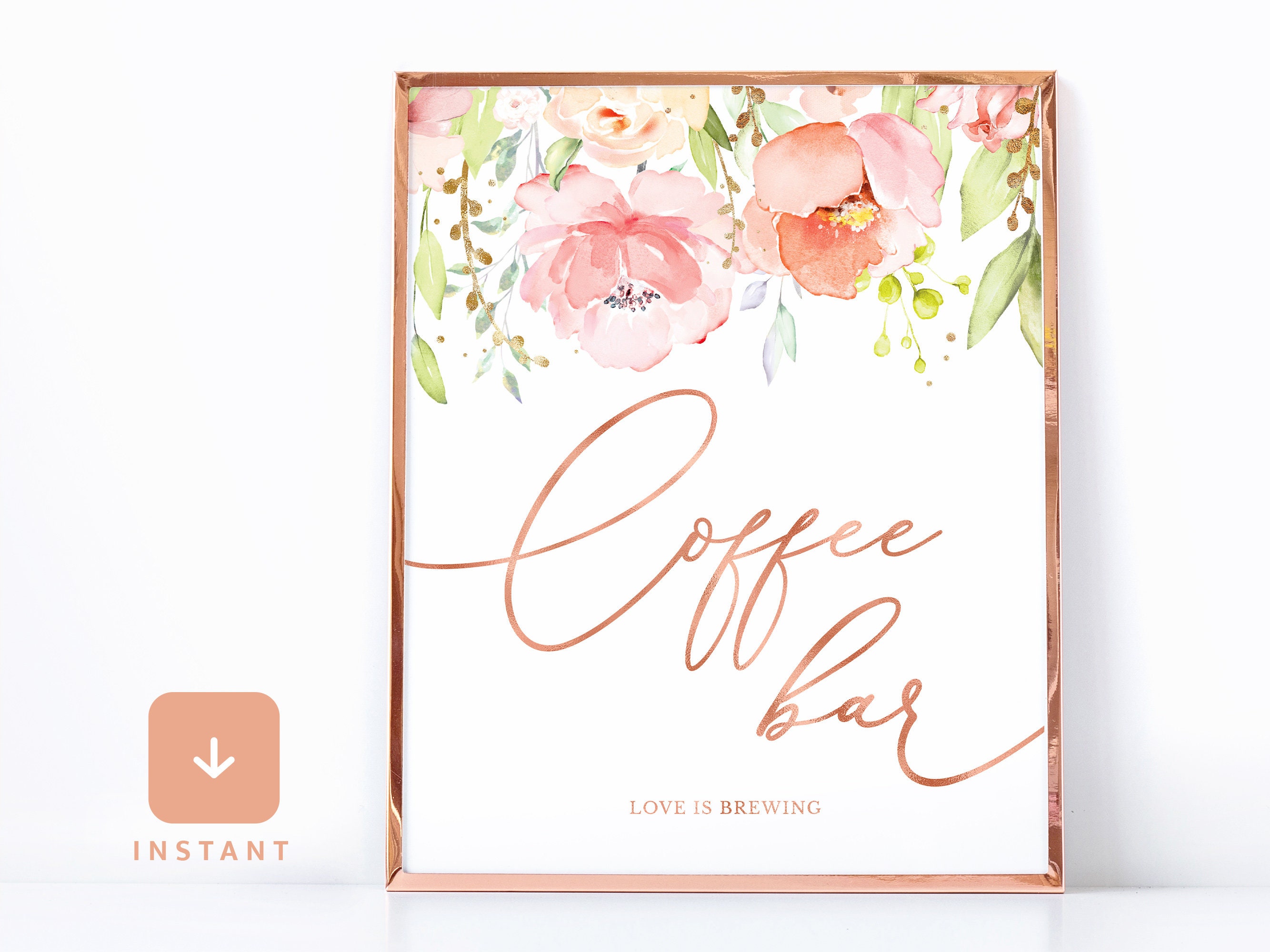 Blush Pink Bridal Shower Coffee Bar Sign Wedding Baby Shower | Etsy