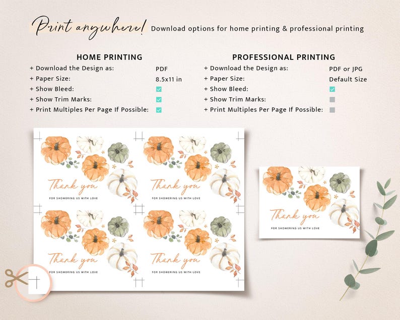 Little Pumpkin Baby Shower Thank You Cards Template, Printable Fall ...