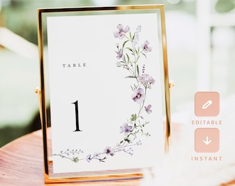 Wildflower Table Number Template - Etsy