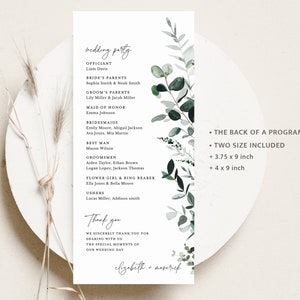 Sage Green Wedding Programs Template, Ceremony Modern Minimal Program ...