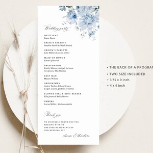 Dusty Blue Wedding Programs Template, Ceremony Program Steel Blue Floral Modern, Printable ...