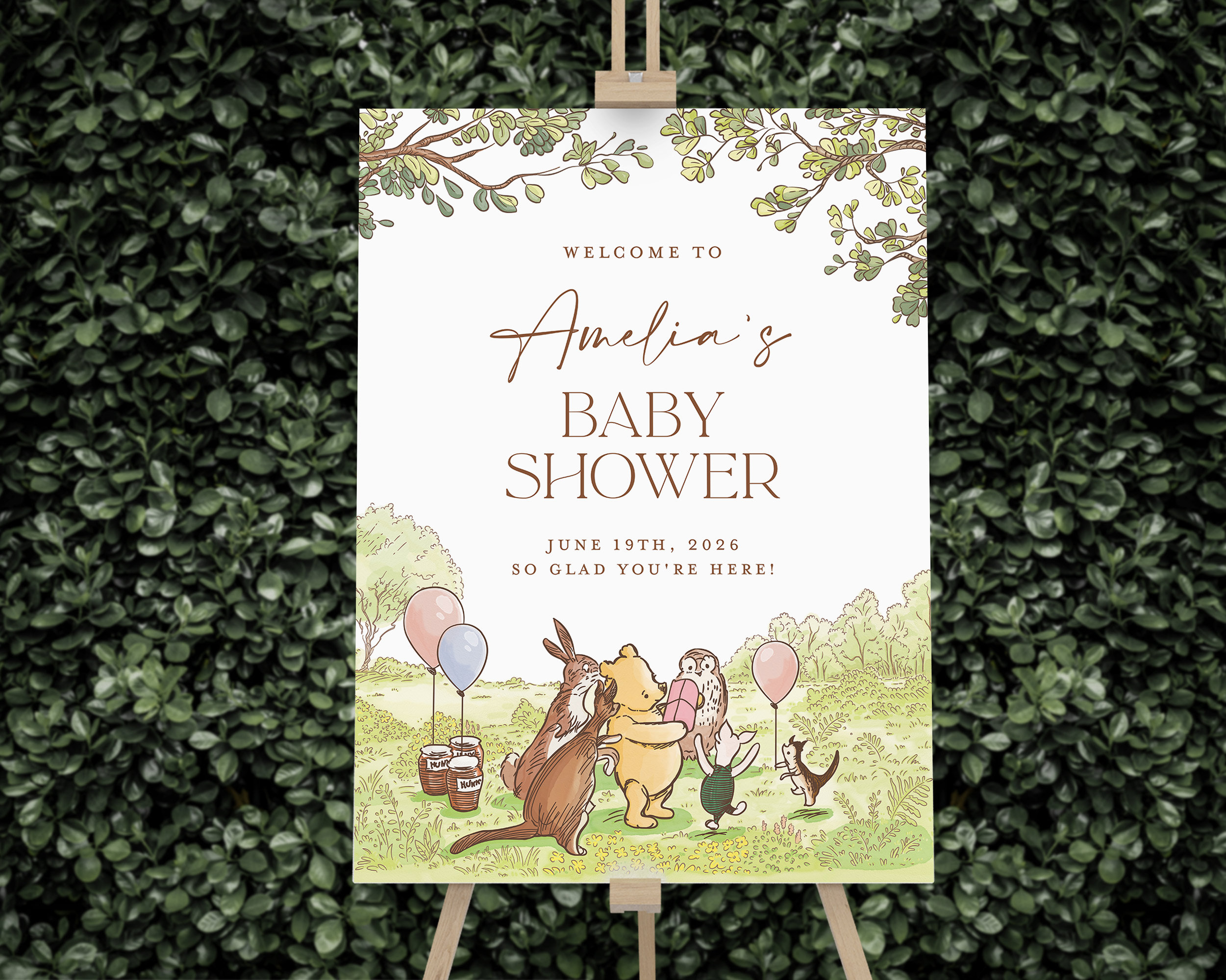 Classic Winnie the Pooh Baby Shower Welcome Sign Template - Etsy Canada
