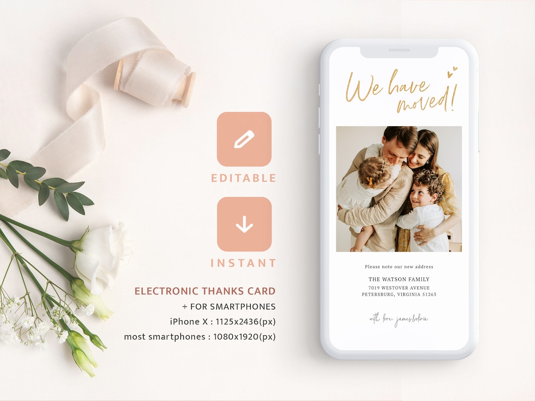 Moving Announcement New Address Electronic Postcard, Moving Photo SMS ...