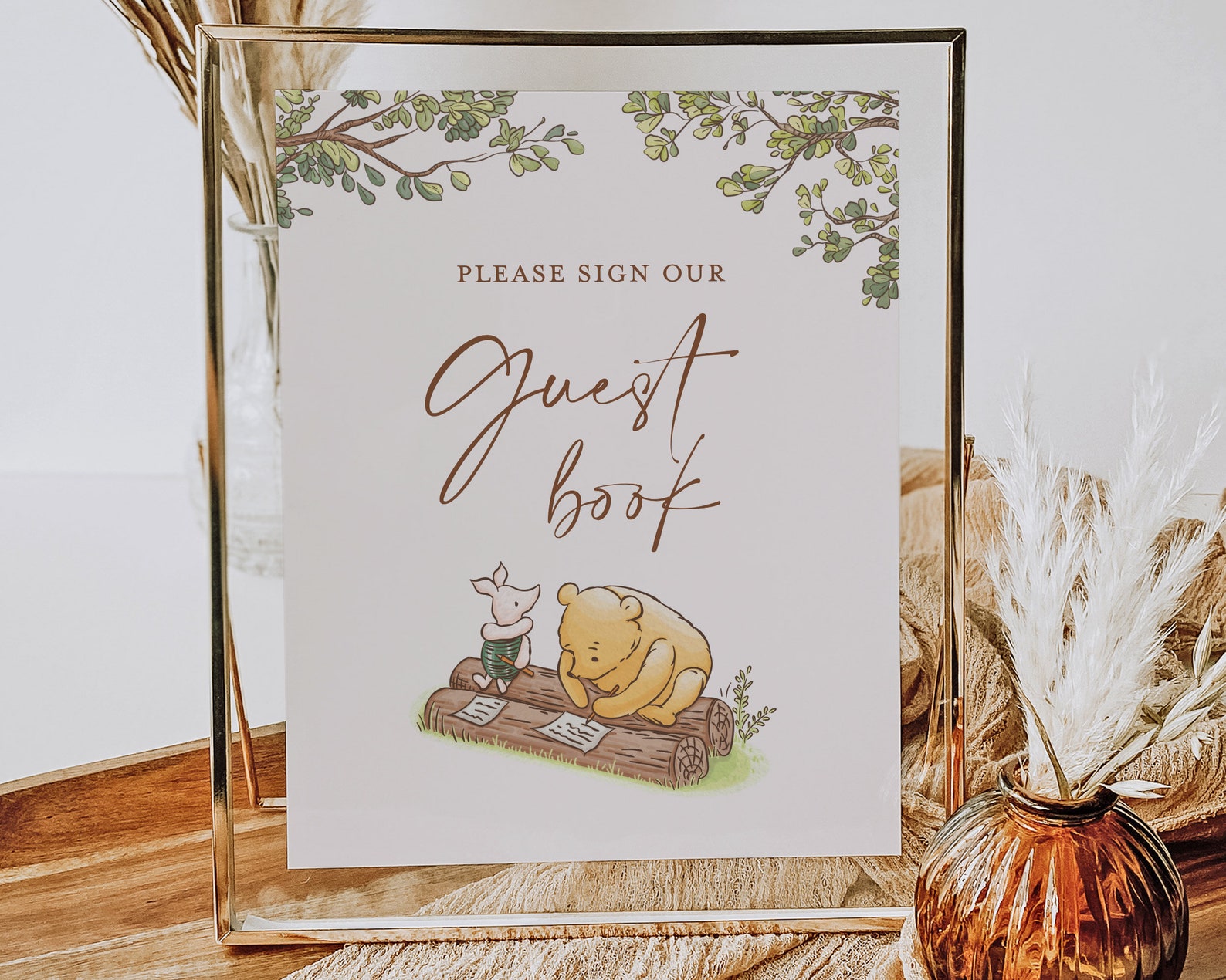 Classic Winnie the Pooh Baby Shower Signs, Bundle, Printable Editable ...