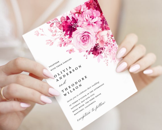 Hot Pink Wedding Invitations Magenta Wedding Invitations, Hot Pink